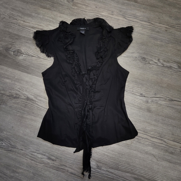 Arden B | Tops | Arden B Vneck Ruffle Lace Hook And Eye Closure Cap ...